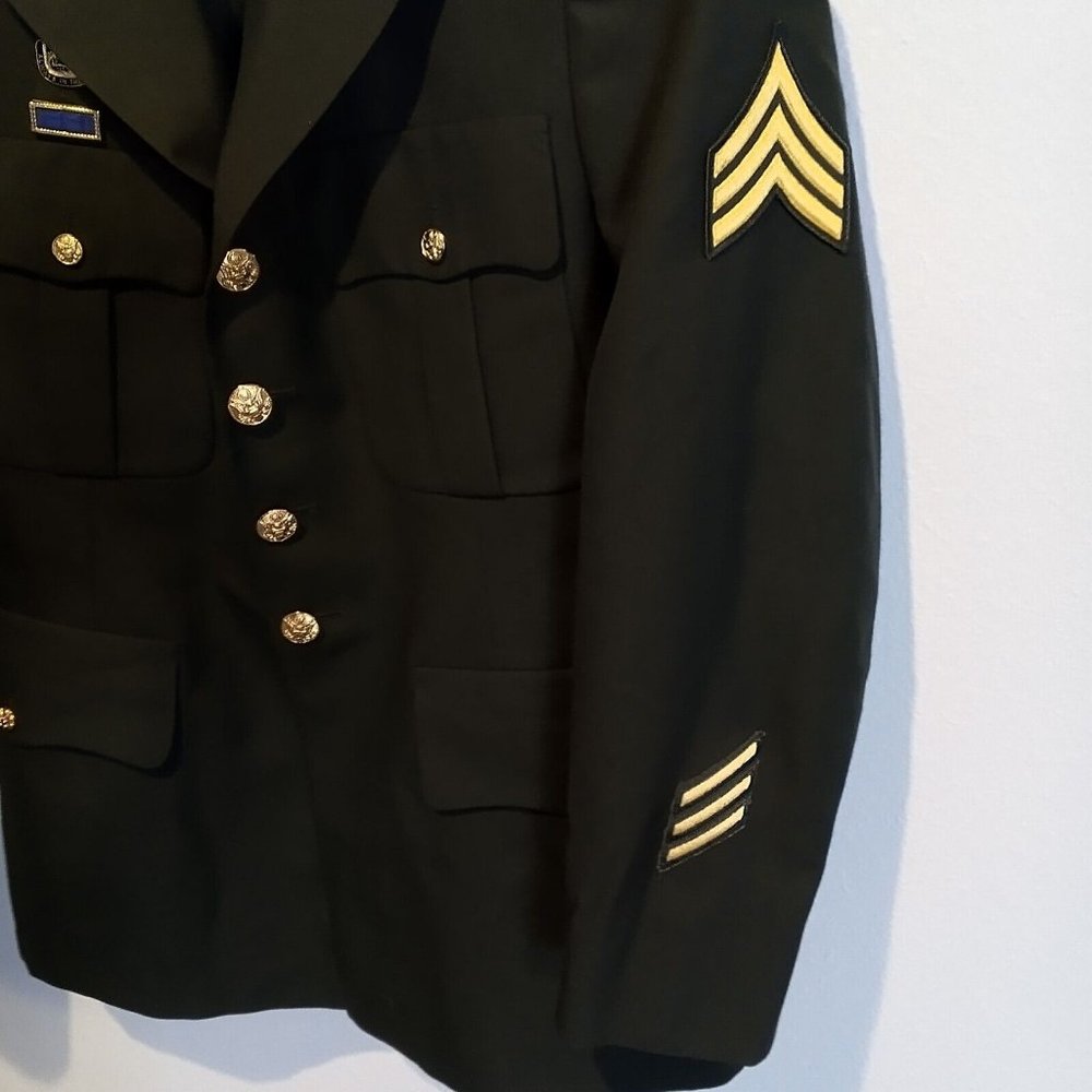 Us Army Dress Green Jacket 41r With Sgt & Combat Patc… - Gem